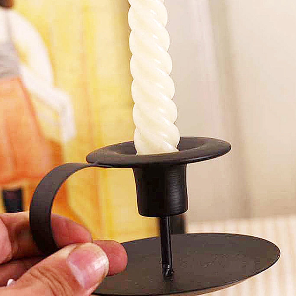 HEATSHAKING 2Pcs Iron Candlestick Holder Handle Design .8X3X3.5in Home ...