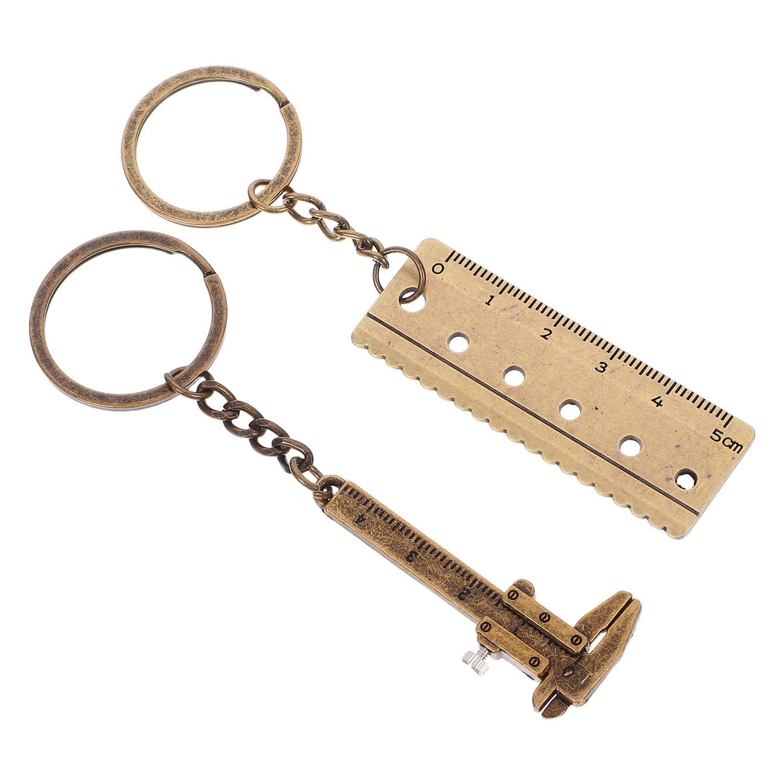 HEATSHAKING 2Pcs Ruler Keychain Vernier Caliper Golden Rectangular ...