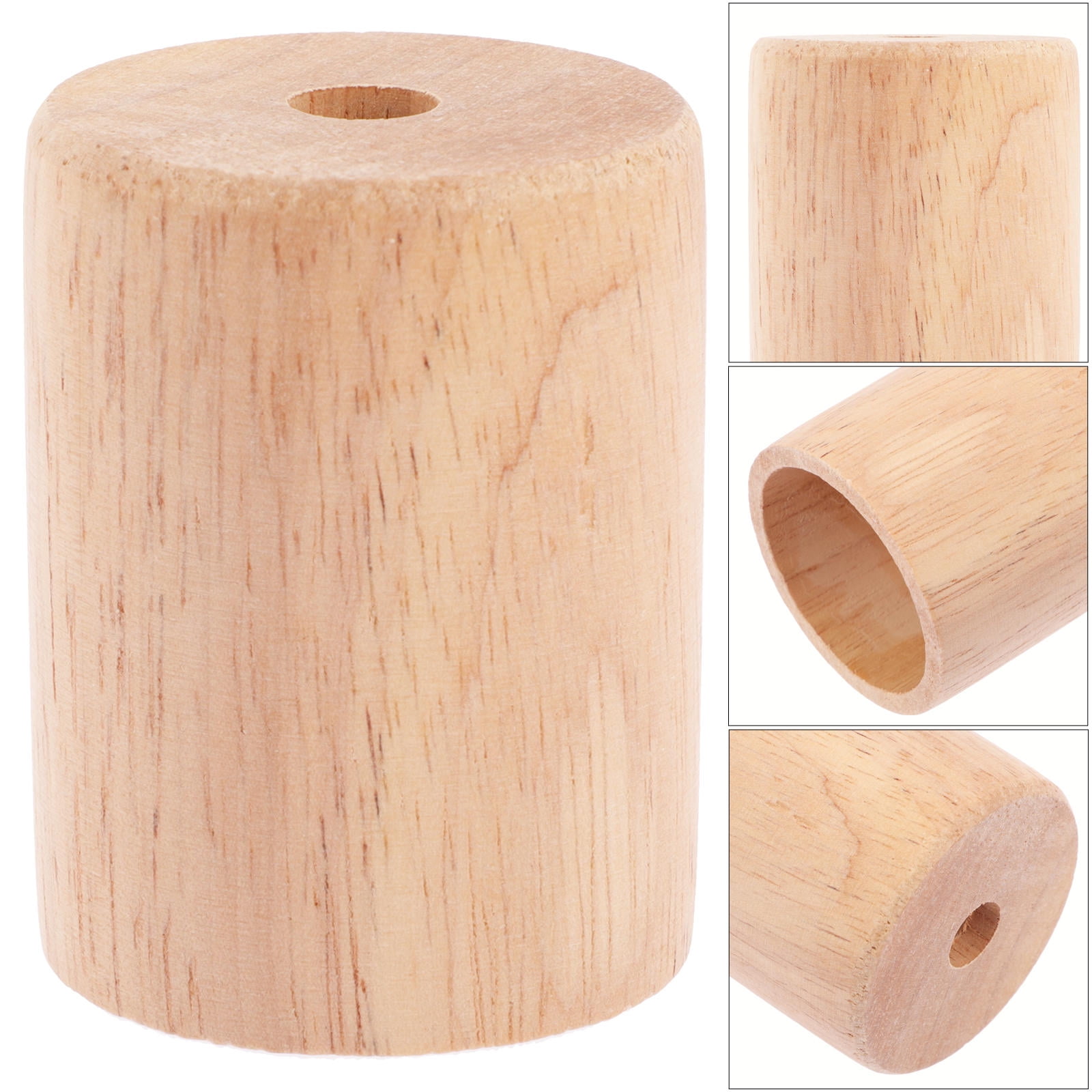 HEATSHAKING 2Pcs Table Lamp Accessory Lamp Holder Base Round Shape Wood ...