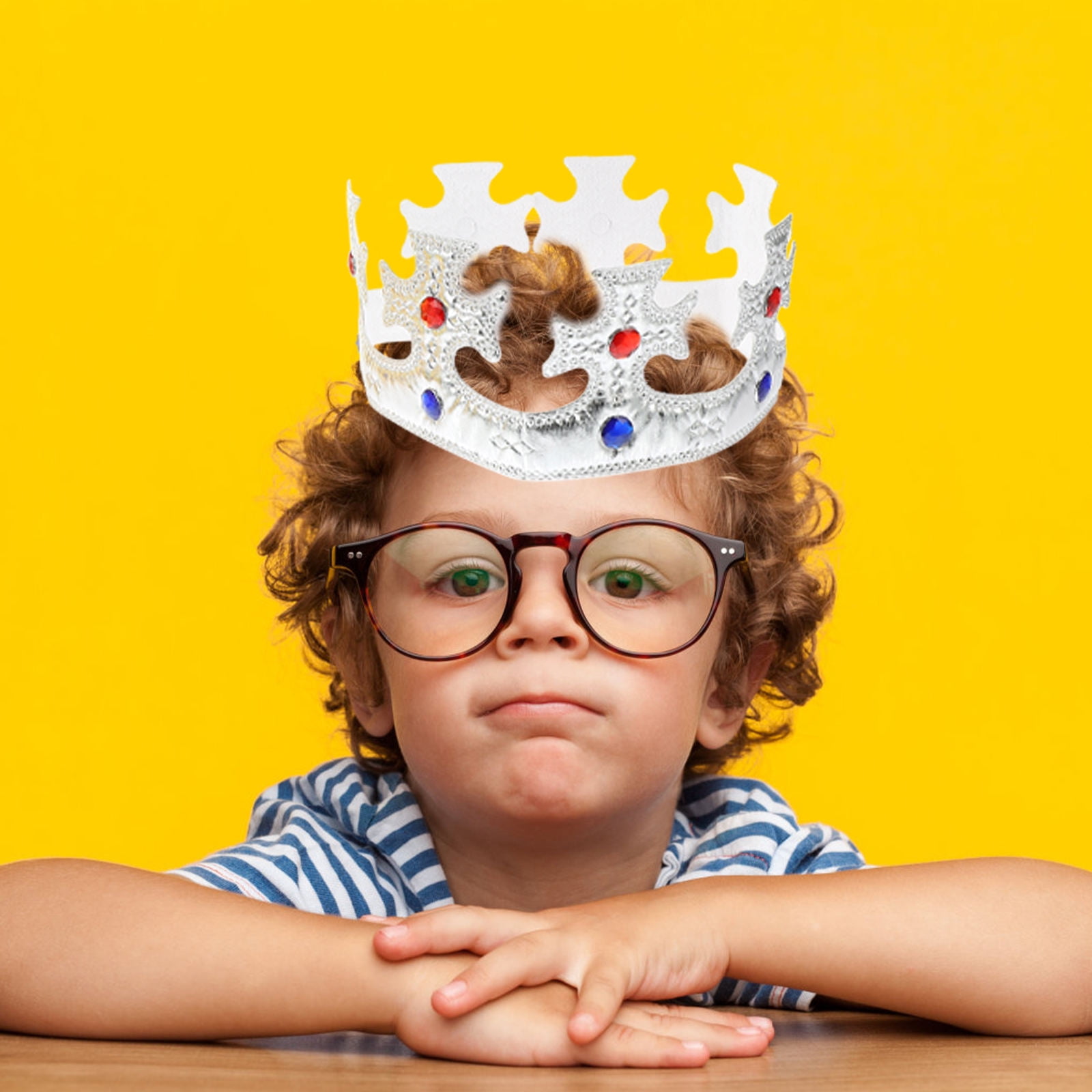 HEATSHAKING 2Set Silver Crown with Round Shape Cloth Material Birthday ...