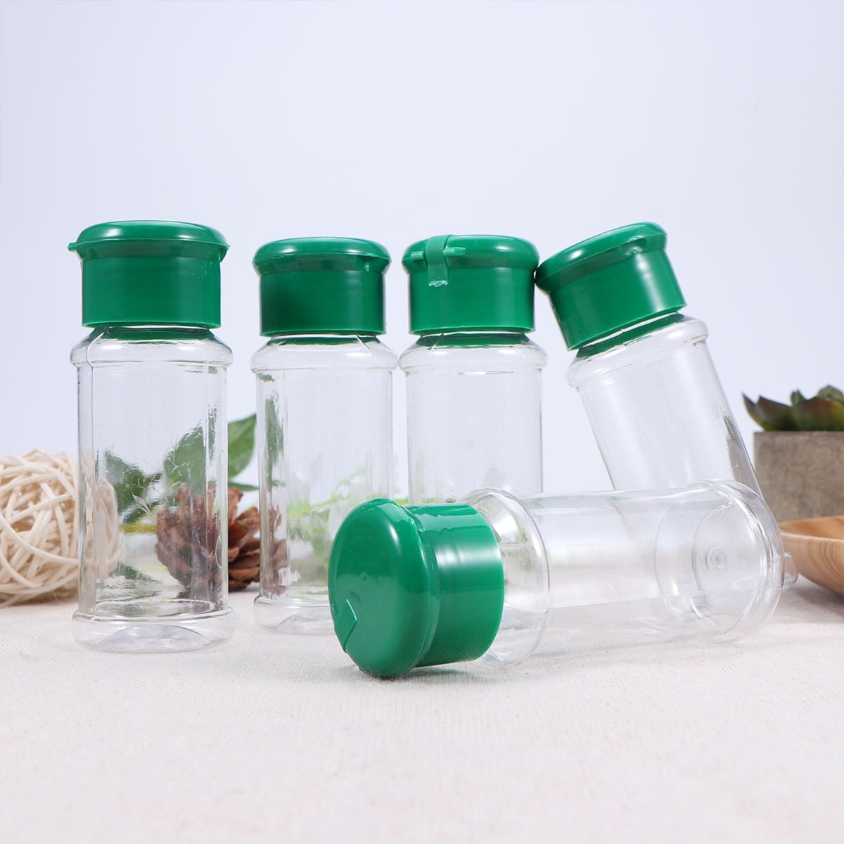 HEATSHAKING 30Pcs Spice Jar Mini Spice Jars Green Plastic Cylinder for ...