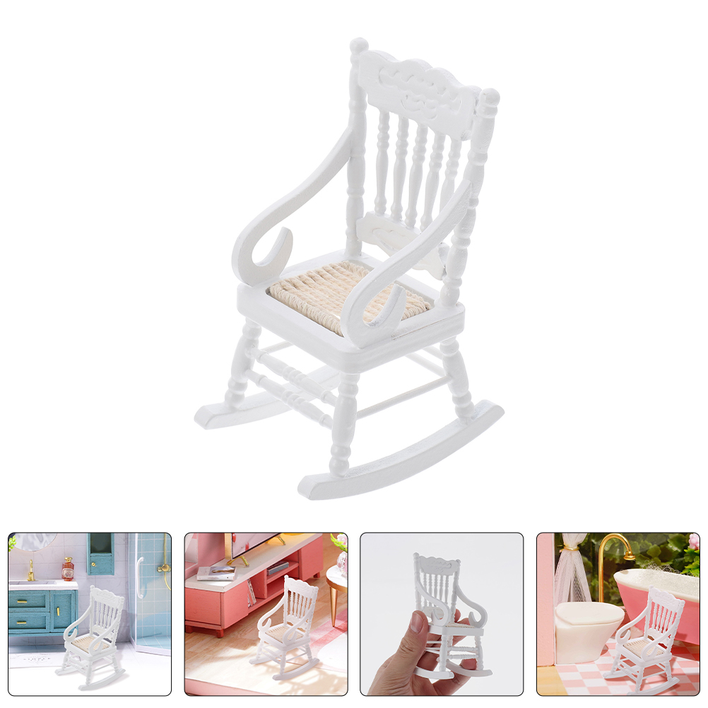 HEATSHAKING 3Pack Miniature Rocking Chair Wooden for Dollhouse and Home ...