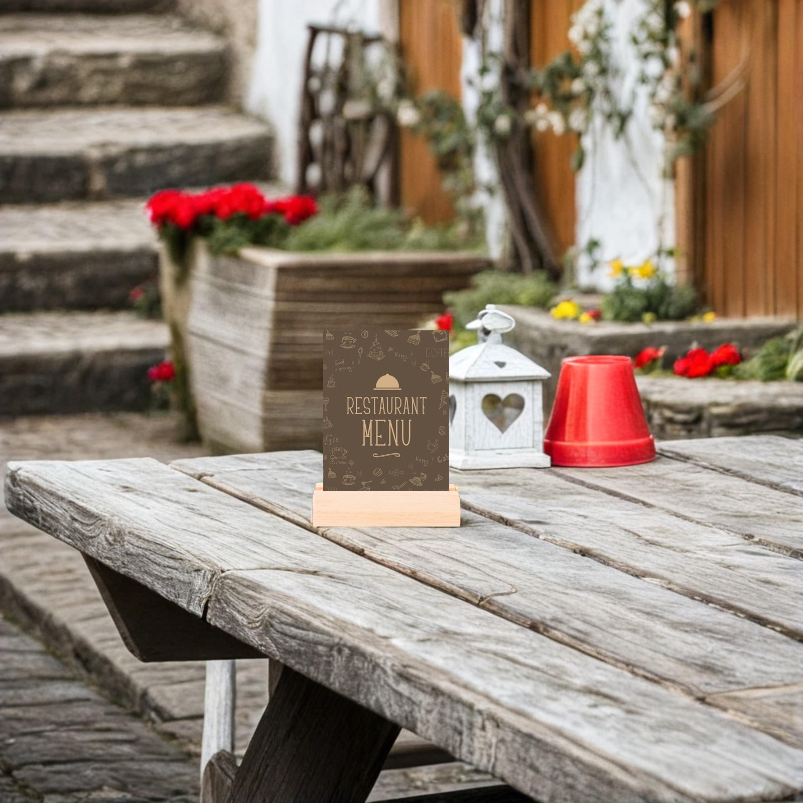 HEATSHAKING 3Pcs Party Table Number Stands Rustic Wooden Design for ...