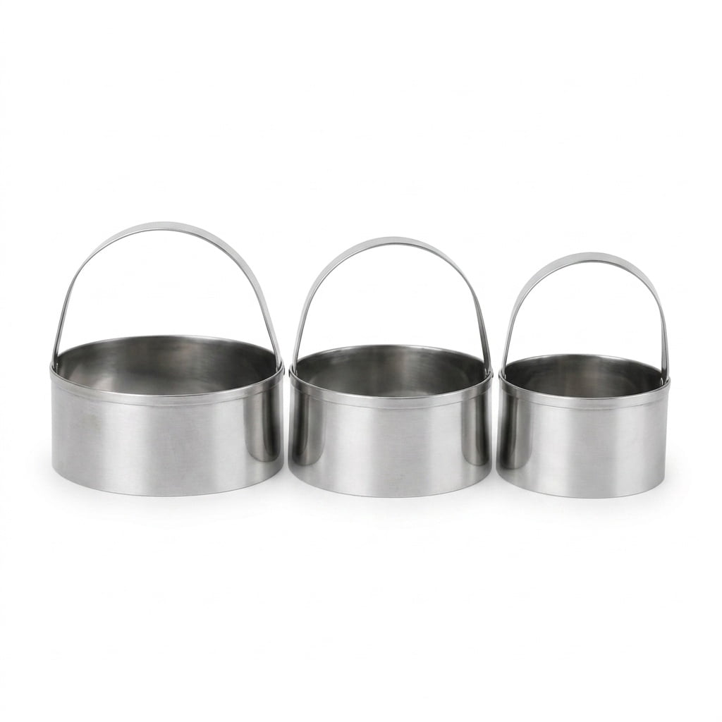 HEATSHAKING 3-Piece Stainless Steel Round Biscuit Molds, Cutters for ...