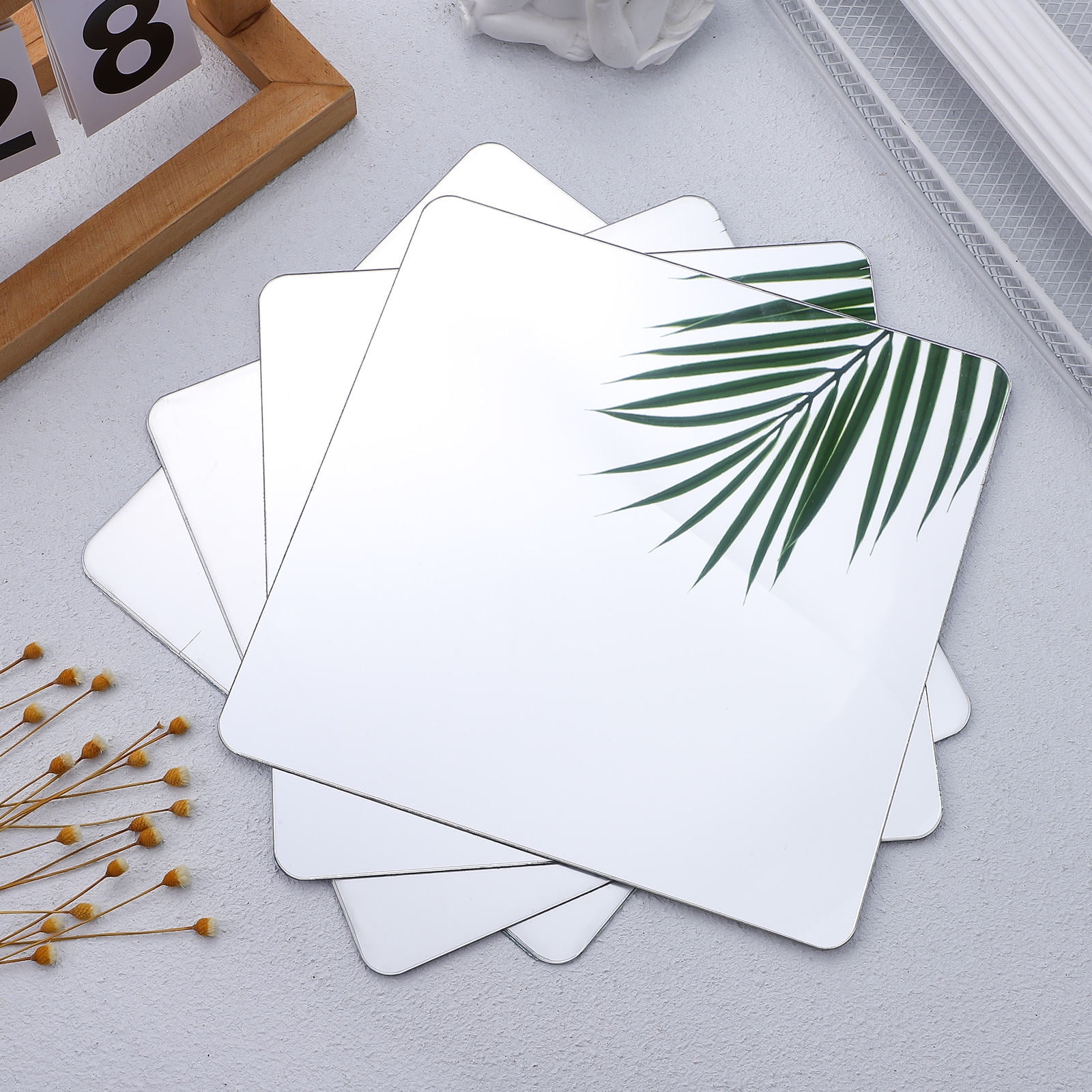 HEATSHAKING 4Pcs Mirror Tiles for Wall Acrylic Transparent Decorative ...