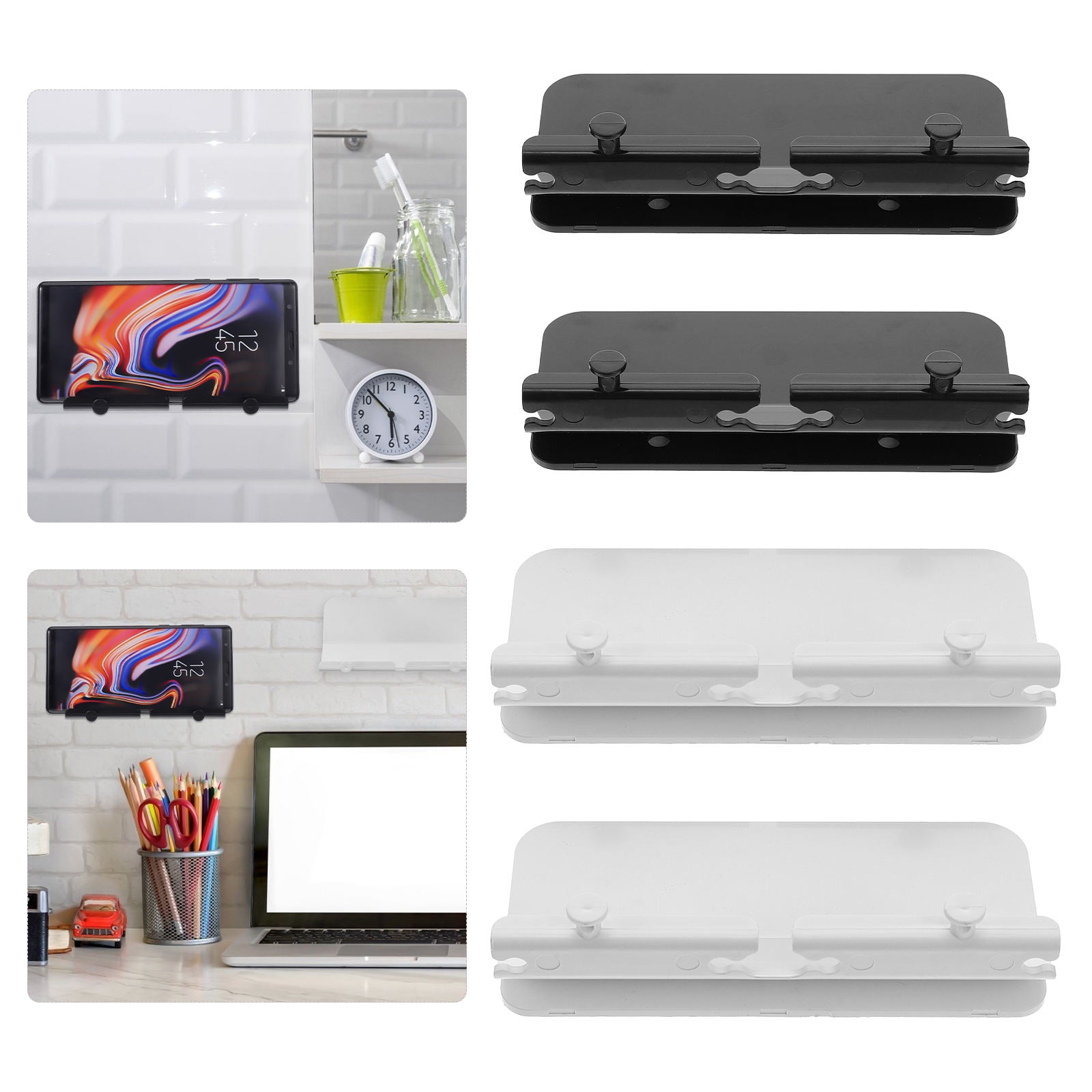 HEATSHAKING 4Pcs Multi-Functional Wall Phone Holder Stick Type Fixed ...