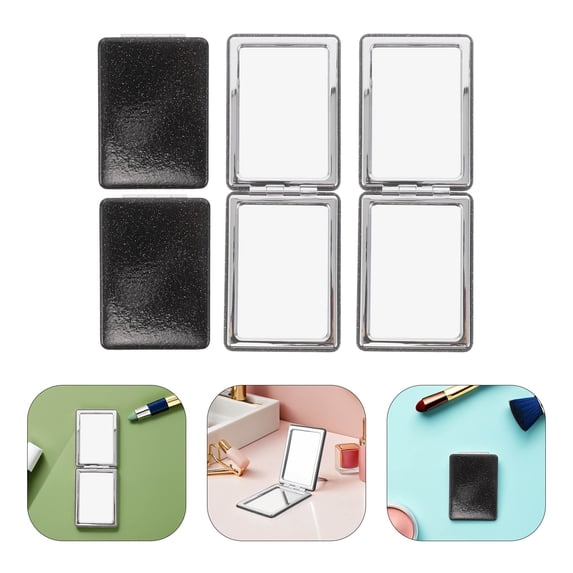 HEATSHAKING 4Pcs Portable Folding Travel Vanity Mirror with Black PU ...