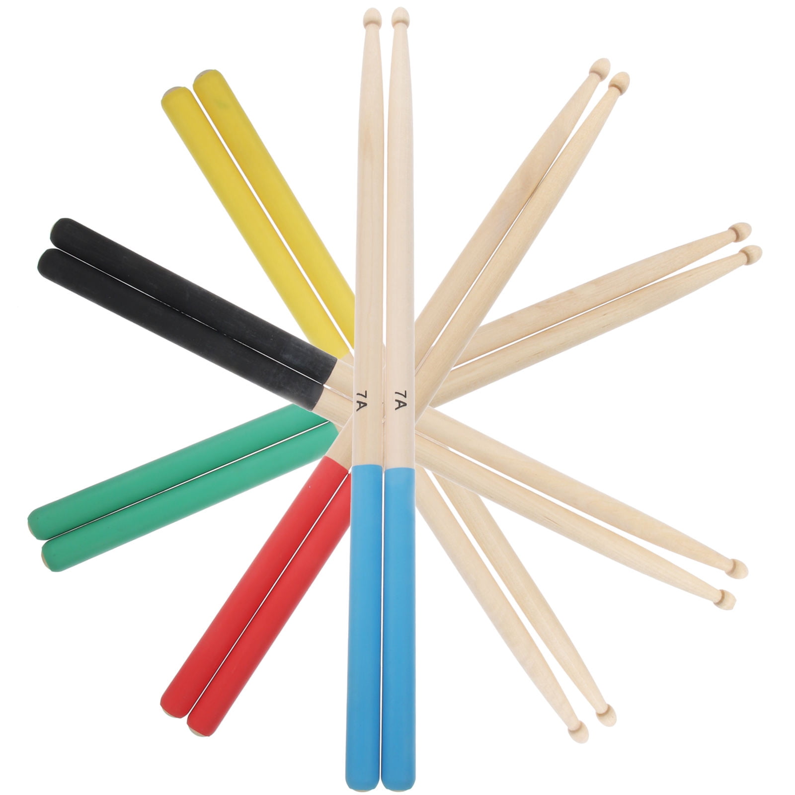 HEATSHAKING 5 Pairs Maple Drum Sticks for Kids and Children Multi Color ...