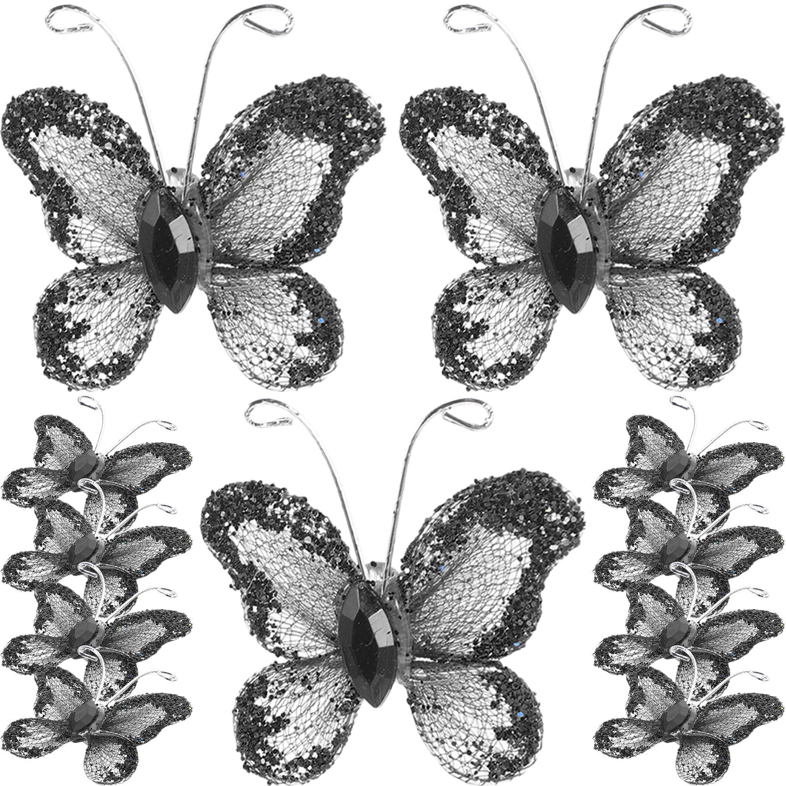 HEATSHAKING 50Pack Decorative Wire Butterfly 3x3cm Black Mesh Fabric ...