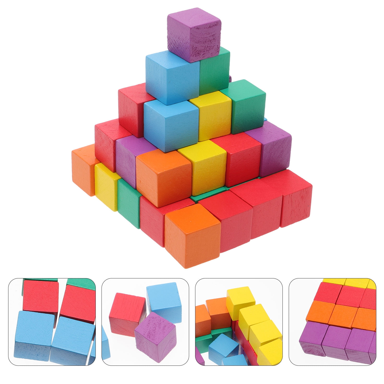 HEATSHAKING 50Pcs Craft Blocks Wooden Mini Square Blocks for Building ...