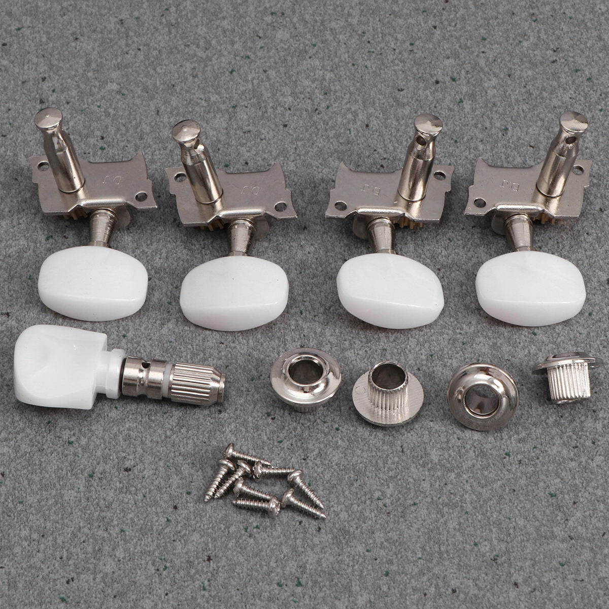 HEATSHAKING 5Pcs White Silver PVC Banjo Machine Heads Tuners For ...