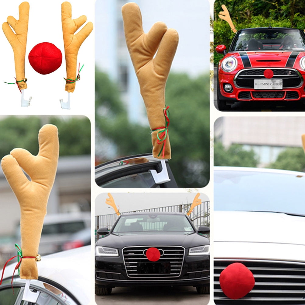 HEATSHAKING Christmas Theme Car Reindeer Antlers Nose Decoration Kit ...