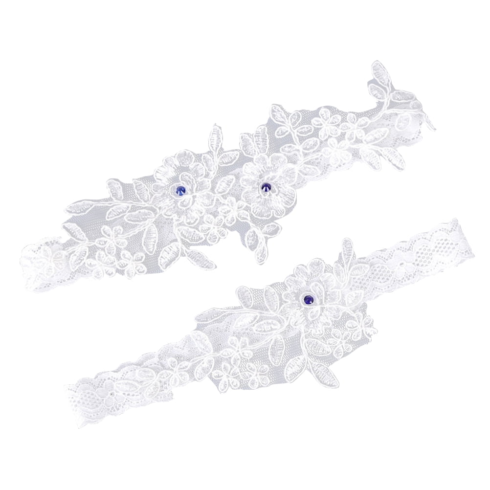HEATSHAKING Garter for Bride 1 Pair Circular Band for Wedding White ...