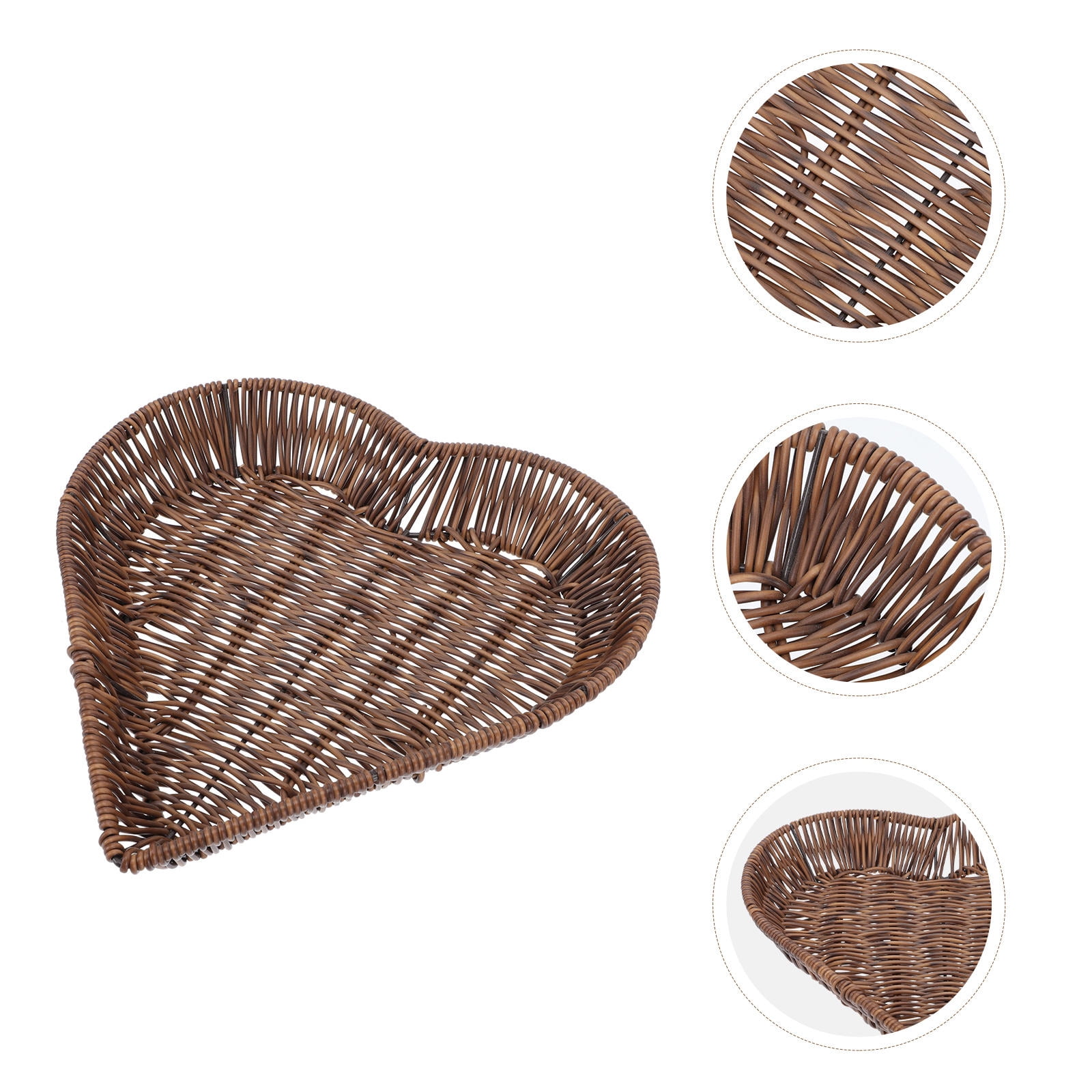 HEATSHAKING Heart Shaped Woven Basket for Fruit Storage 1Pcs Brown ...