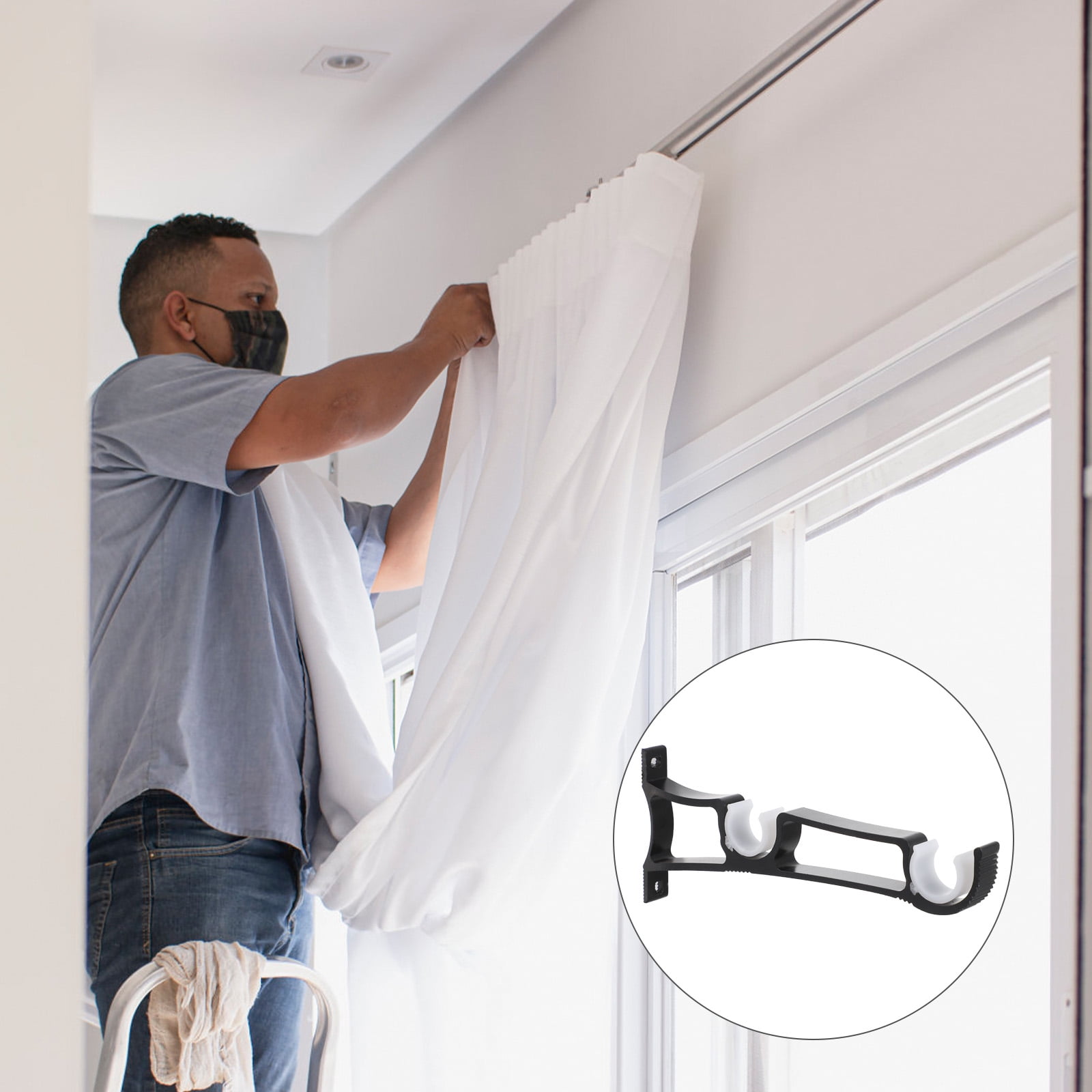 HEATSHAKING - Heavy Duty Curtain Rod Hanger 1Set 8.7x3.4in - Walmart.com