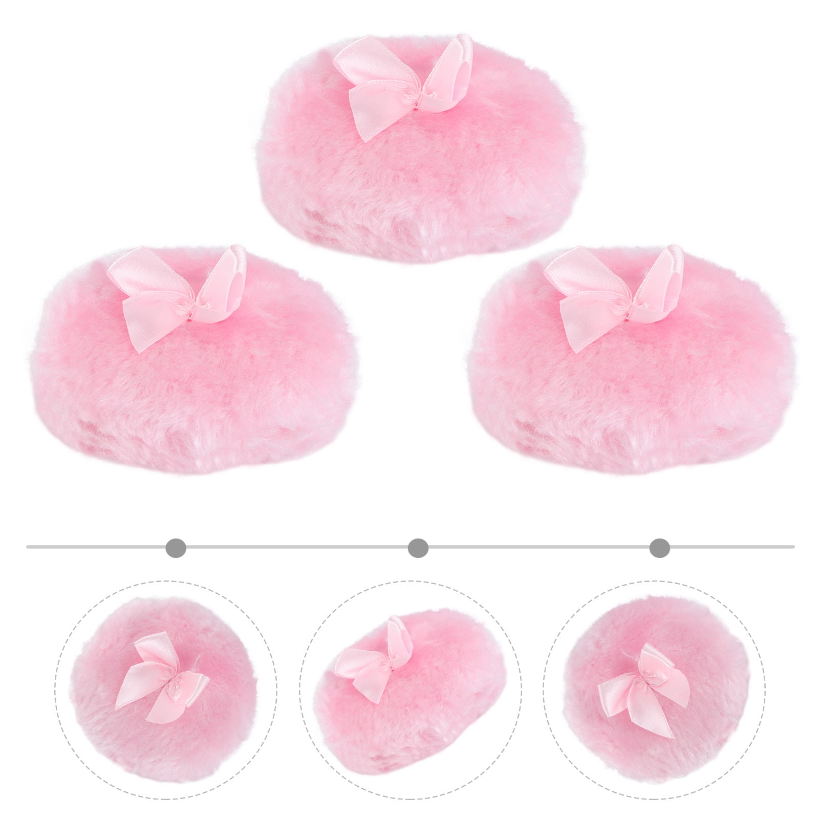 HEATSHAKING Prickly Heat Powder Puff 3Pack Pink Fabric Plush 9x9cm ...