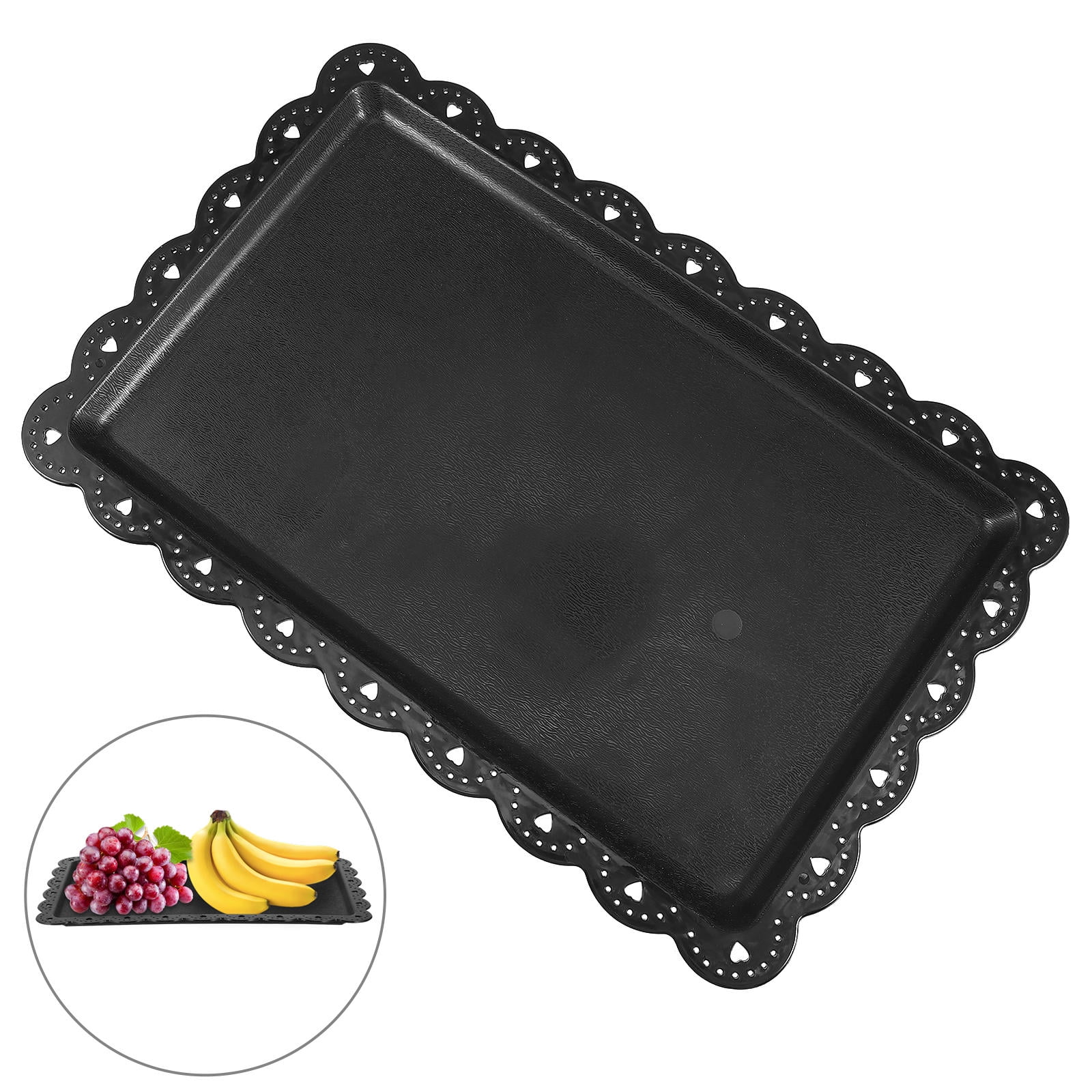 HEATSHAKING Serving Trays For Food 2Set Black Plastic Rectangular Leak ...