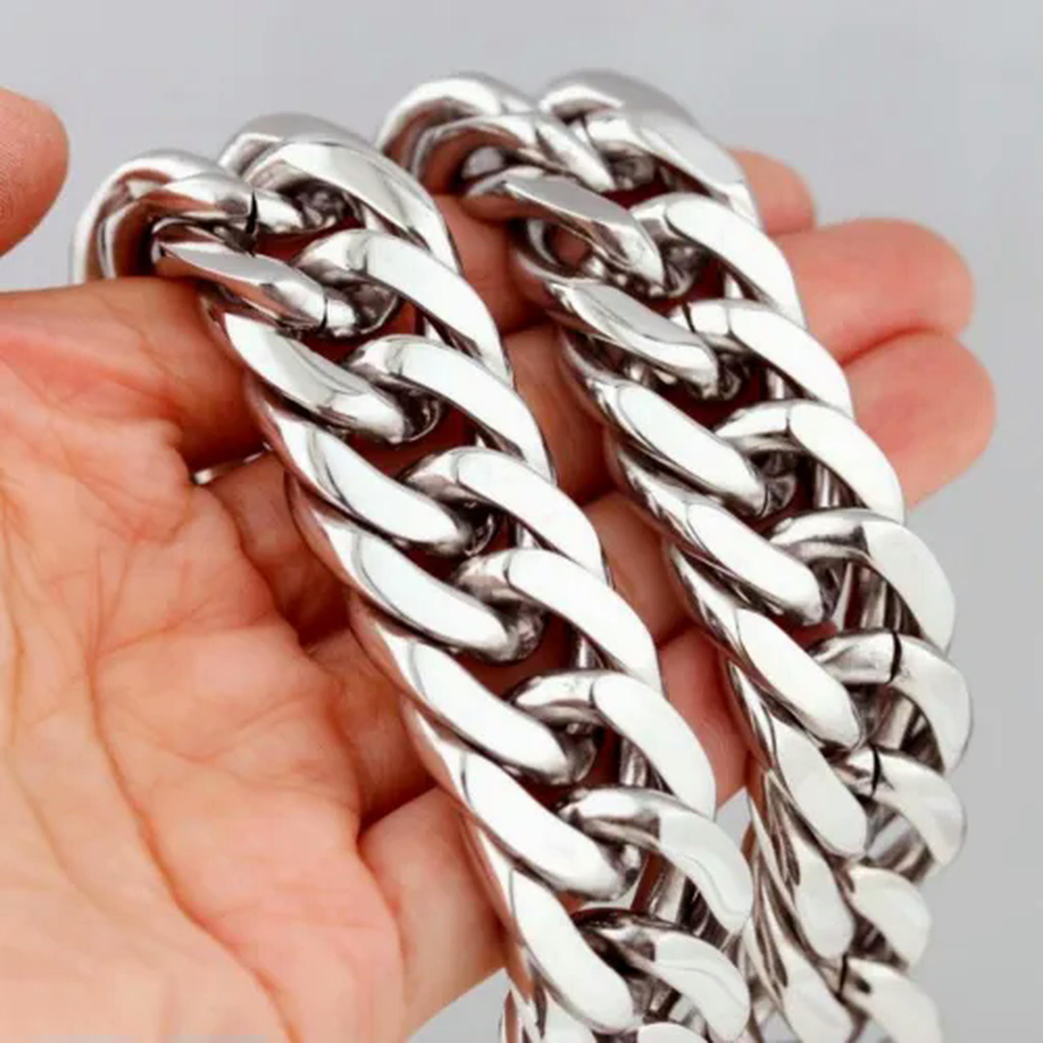 HEAVY 22mm Silver Curb Link Rombo Mens Chain 316L Stainless Steel Necklace Gift - Walmart.com
