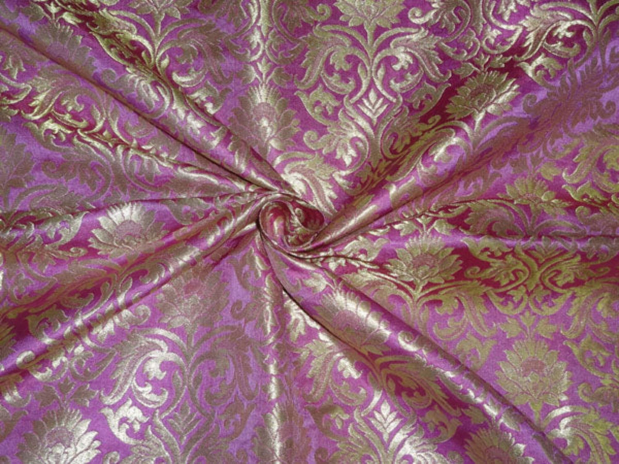 HEAVY BROCADE FABRIC PINK X METALLIC GOLD COLOR 36" WIDE BRO497[2 ...
