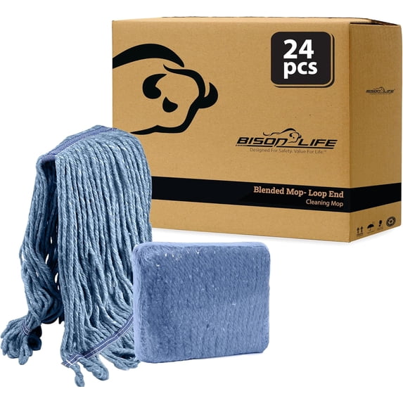 HEAVY DUTY Commercial Mop Replacement, Wet Industrial Blue Looped End ...