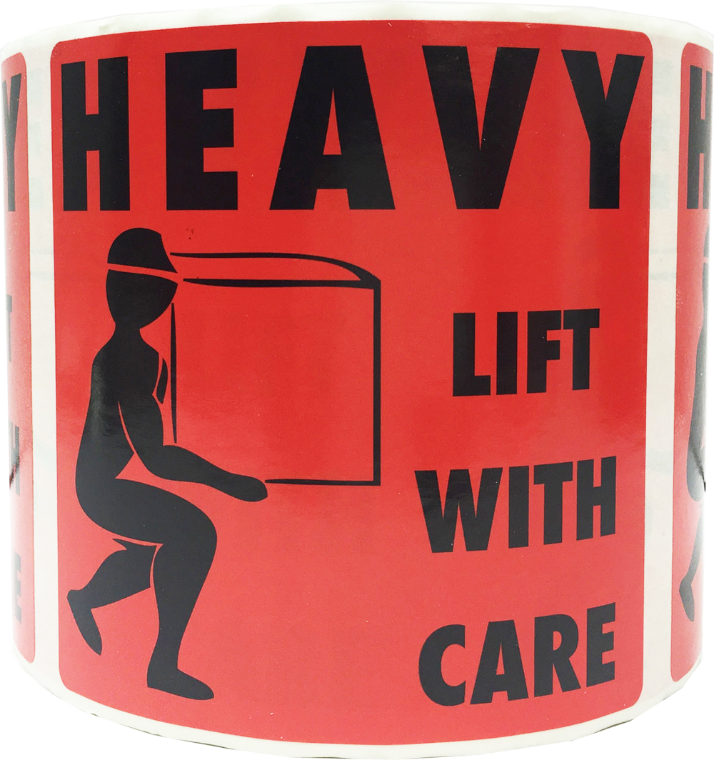 HEAVY - Lift With Care Warning Labels | 4 x 4" Inches | 500 Pack ...