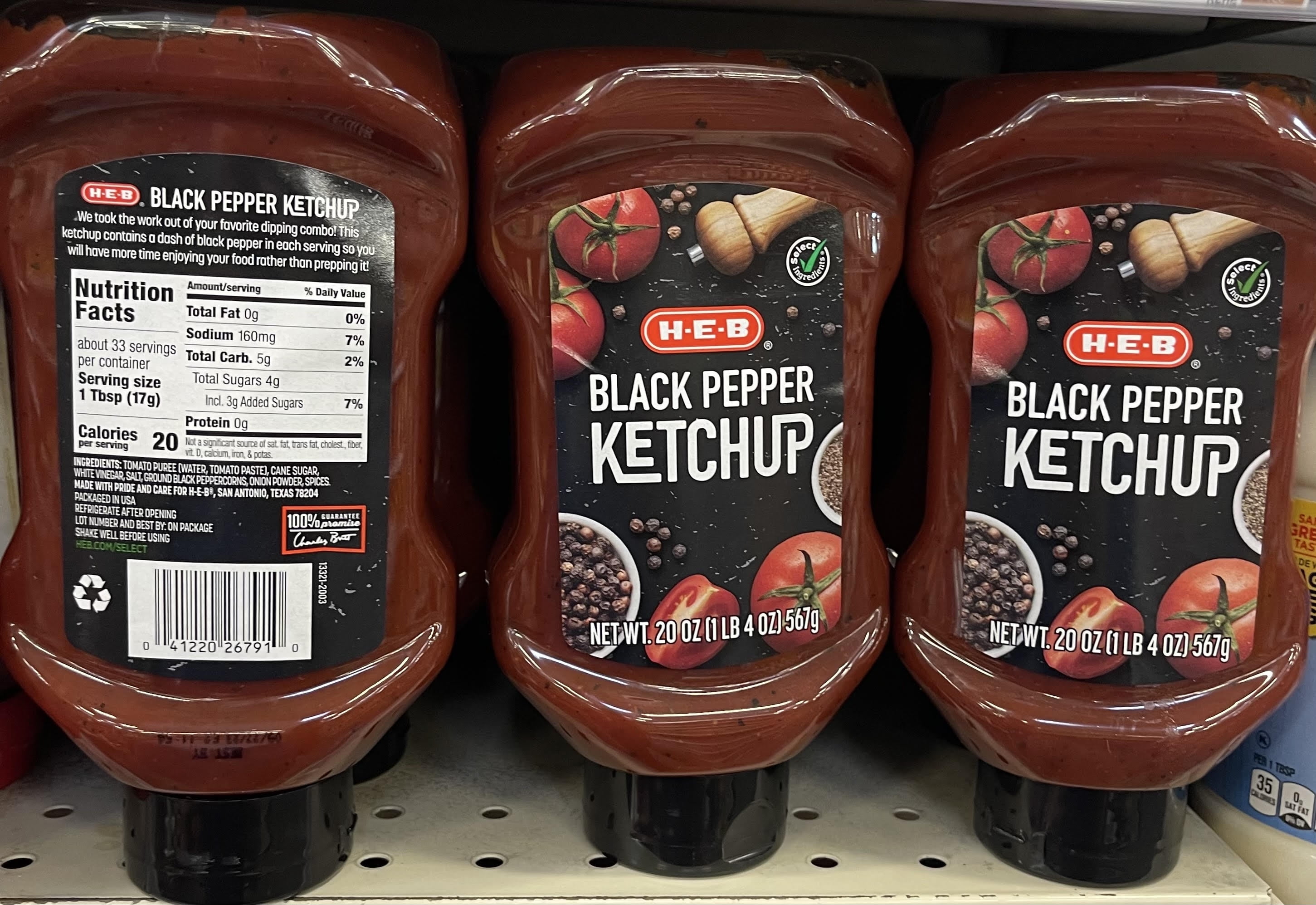 HEB Black Pepper Ketchup 20 oz bottle. Pack of 3 - Walmart.com