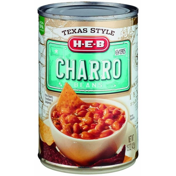 H-E-B Texas Style Charro Beans 15 Oz Can Pack of 6 with Rich Flavor and ...