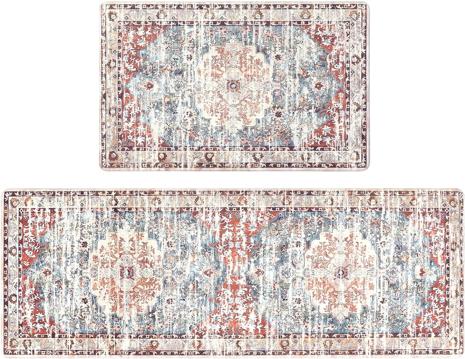 HEBE Anti Fatigue Kitchen Rug Sets 2 Piece Cushioned Kitchen Rugs and ...