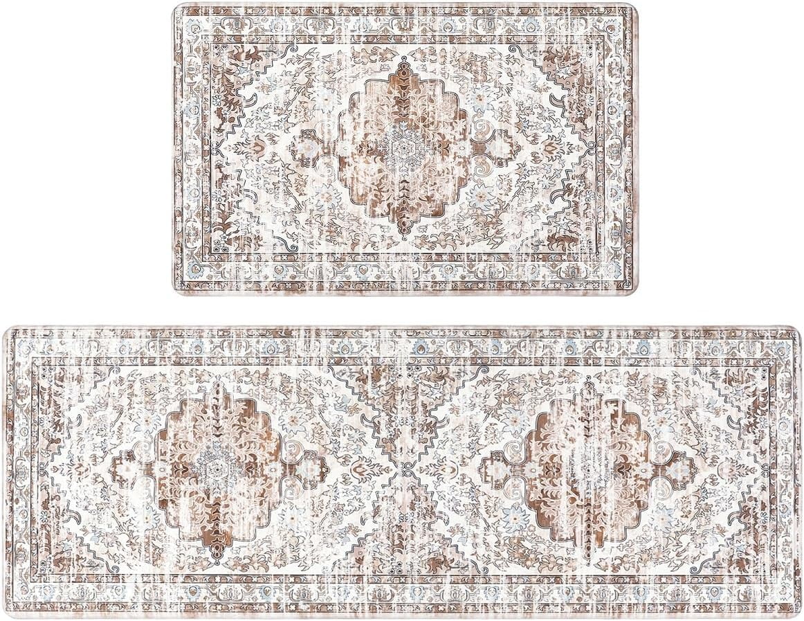 HEBE Cushioned Kitchen Rug Sets of 2 Anti Fatigue Kitchen Rugs and Mats ...