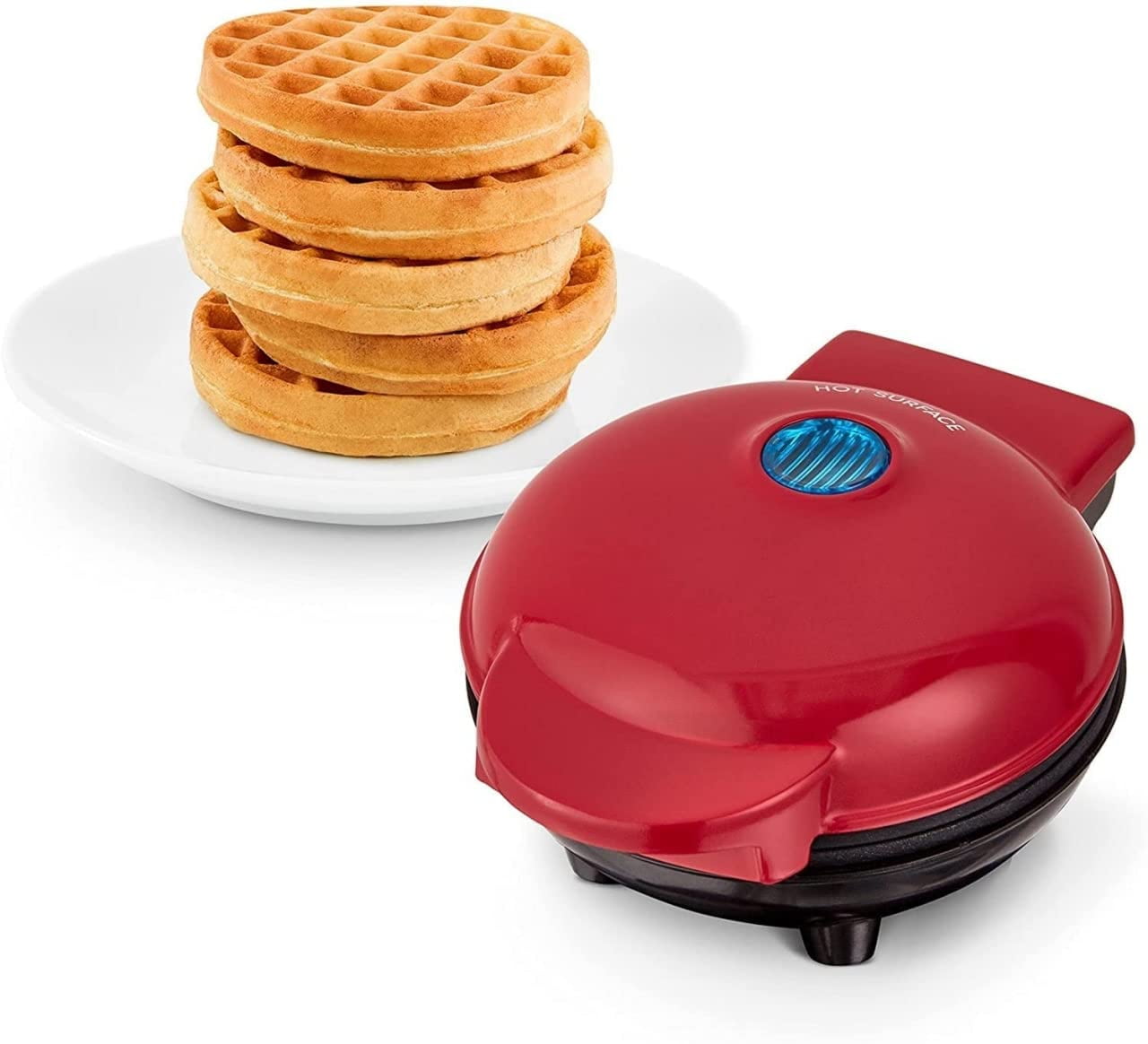 HEBEZON Mini Waffle Maker Portable Electric NonStick Waffle Iron ...