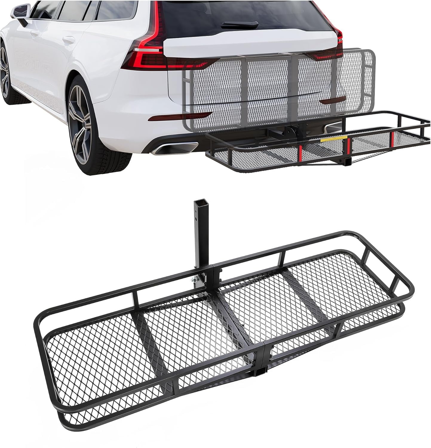 HECASA 60"x20"x6" Folding Hitch Mount Cargo Carrier Rear Luggage Basket ...