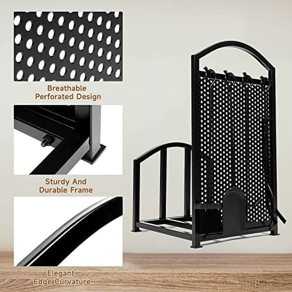 HECASA Firewood Rack with Fireplace Tools Set Indoor Fireplace Wood ...