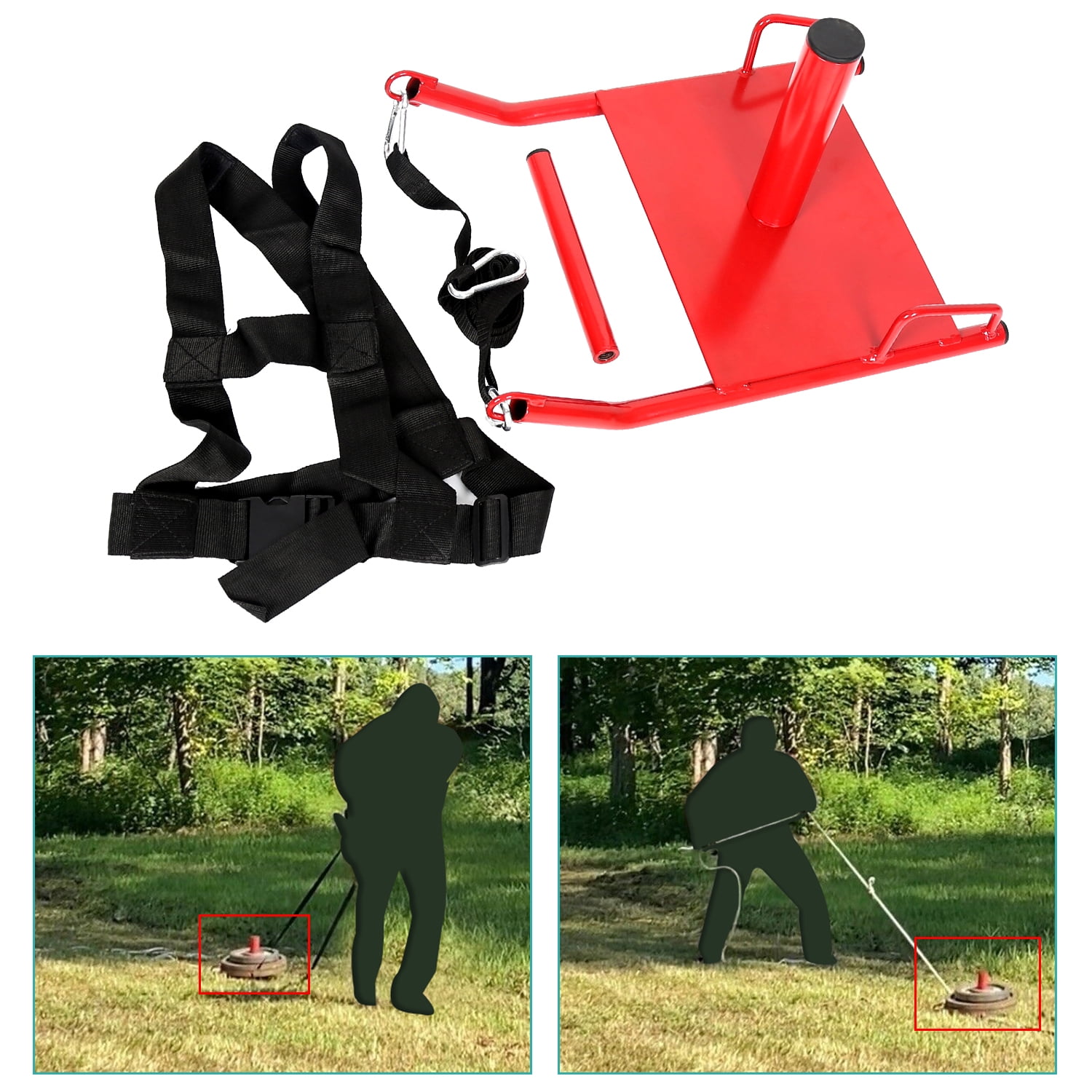 HECASA Fitness Sled Weight Sled Push Pull Power Speed Sled W/ Harness ...
