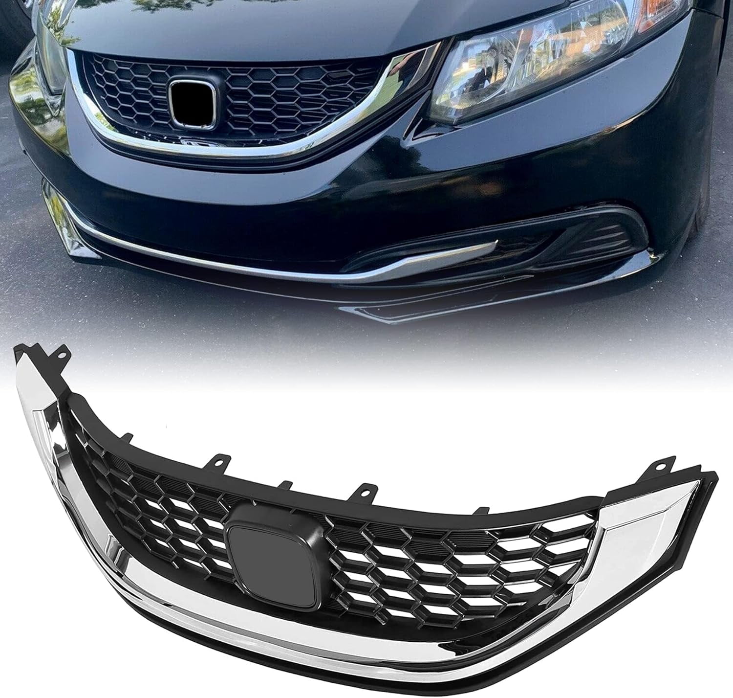 HECASA Front Bumper Grill Compatible with 2013 2014 2015 Honda Civic ...