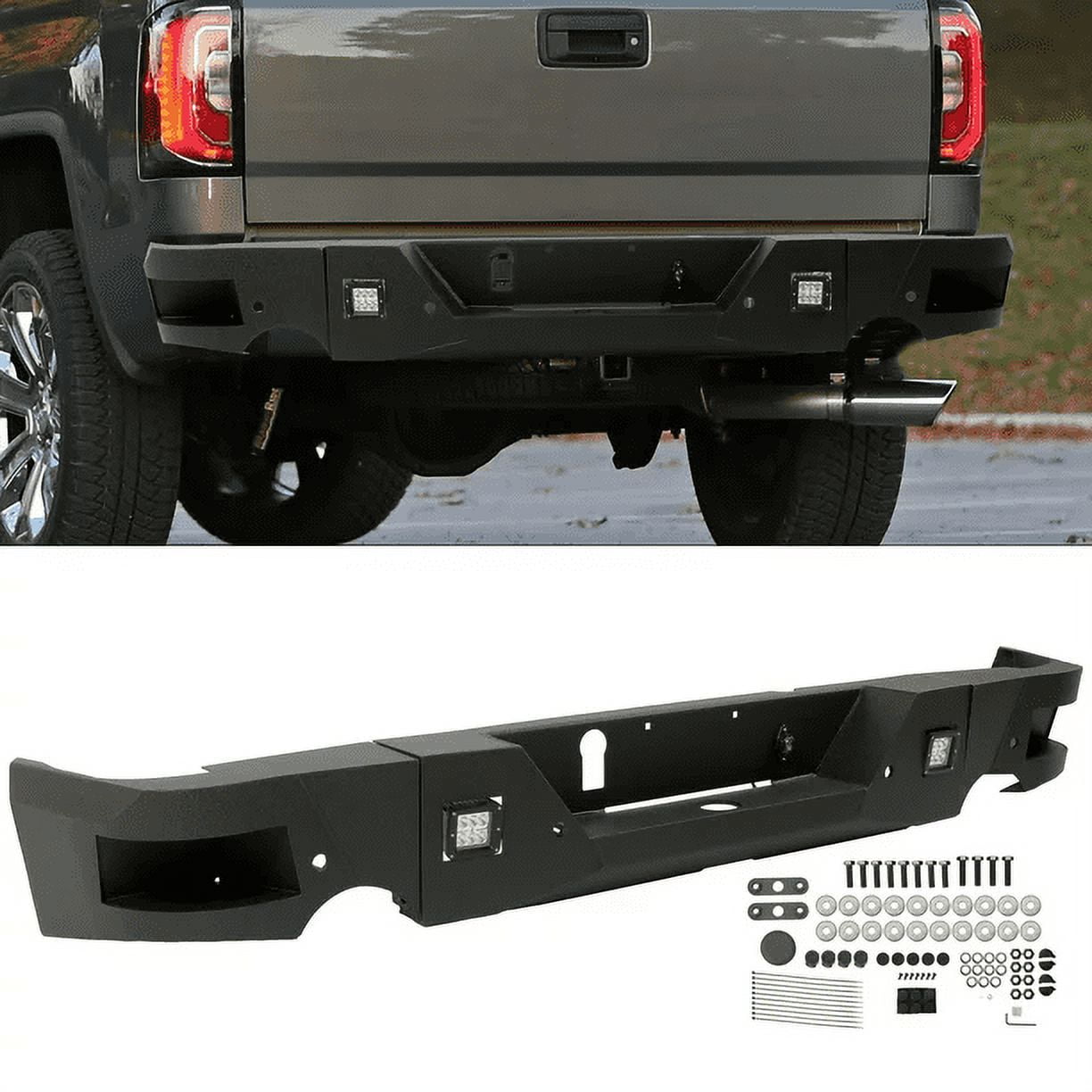 HECASA Black Steel Rear Bumper with LED Fog Lights for 2009-2018 Dodge ...