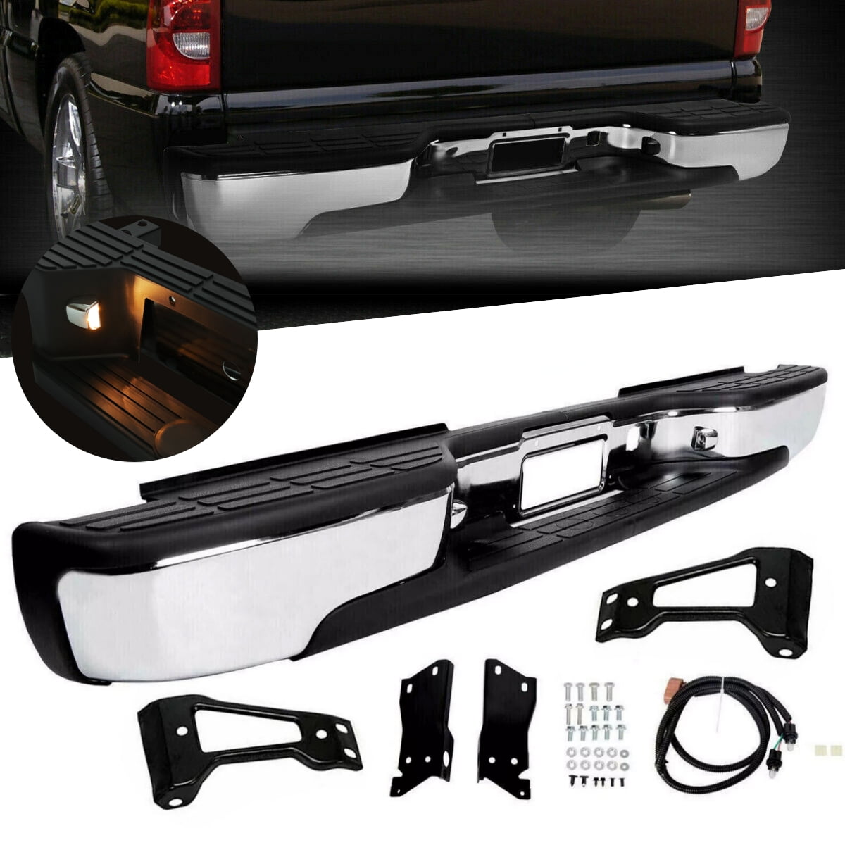 HECASA Rear Step Bumper Fit for 1999-2007 Chevy W/Pad & License Plate ...