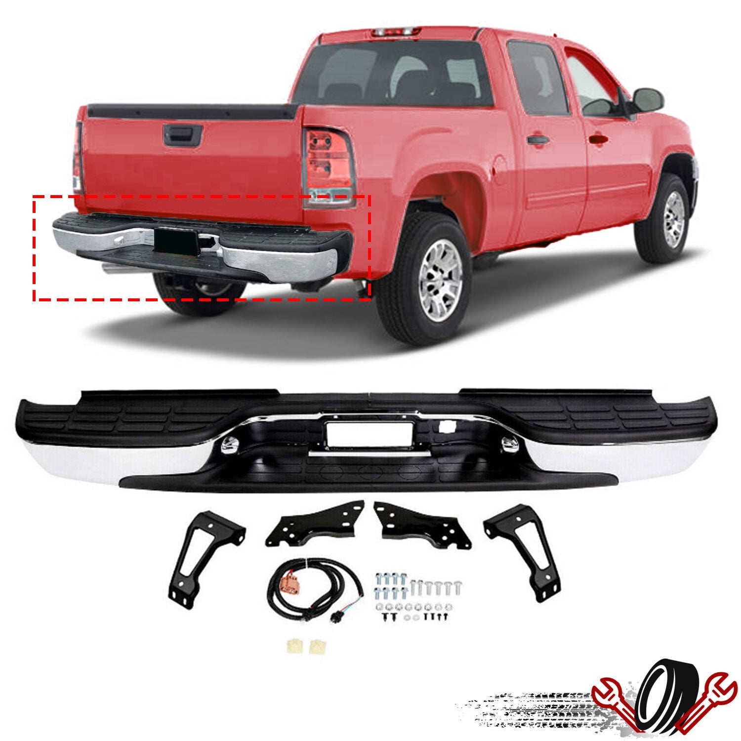 HECASA Rear Step Bumper Fit for 1999-2007 Chevy W/Pad & License Plate ...