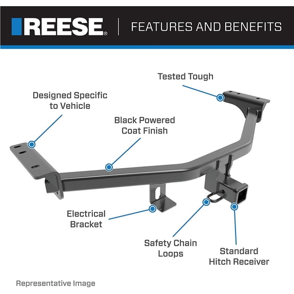 HECASA Reese 84543 Class 3 Trailer Hitch, 2 Inch Receiver, Black ...