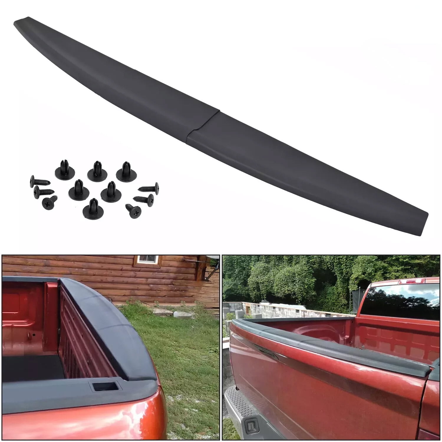 HECASA Tailgate Protector Spoiler Top Cap Molding, Black ABS Cover for ...
