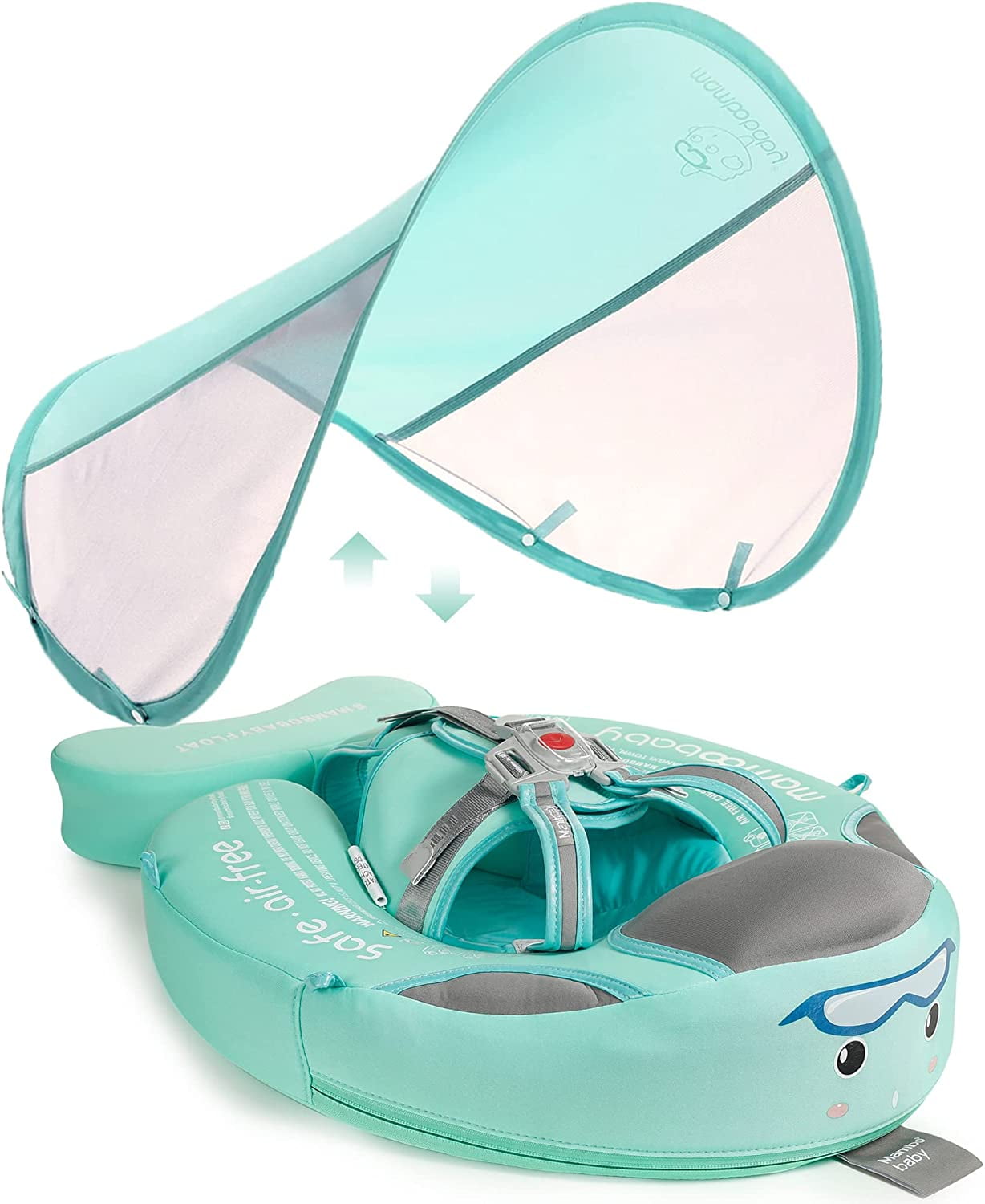 HECCEI Baby Pool Float with Canopy Non-inflatable Mambobaby Float for ...