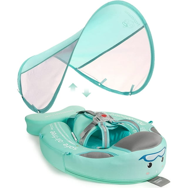 HECCEI Baby Pool Float with Canopy Non-inflatable Mambobaby Float for ...