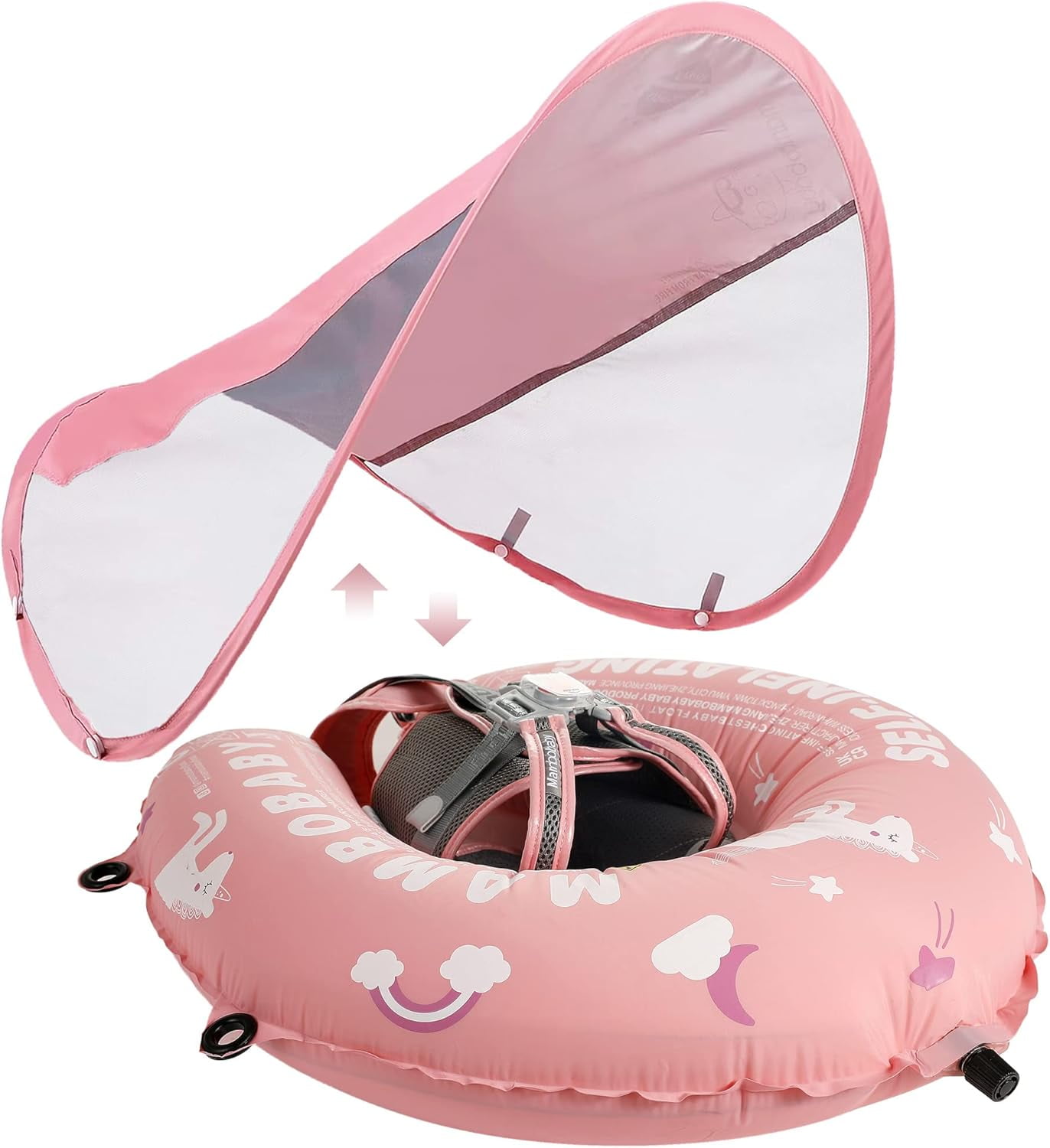 HECCEI Mambobaby Toddler Pool Float with Sun Cover, Boys & Girls Self ...