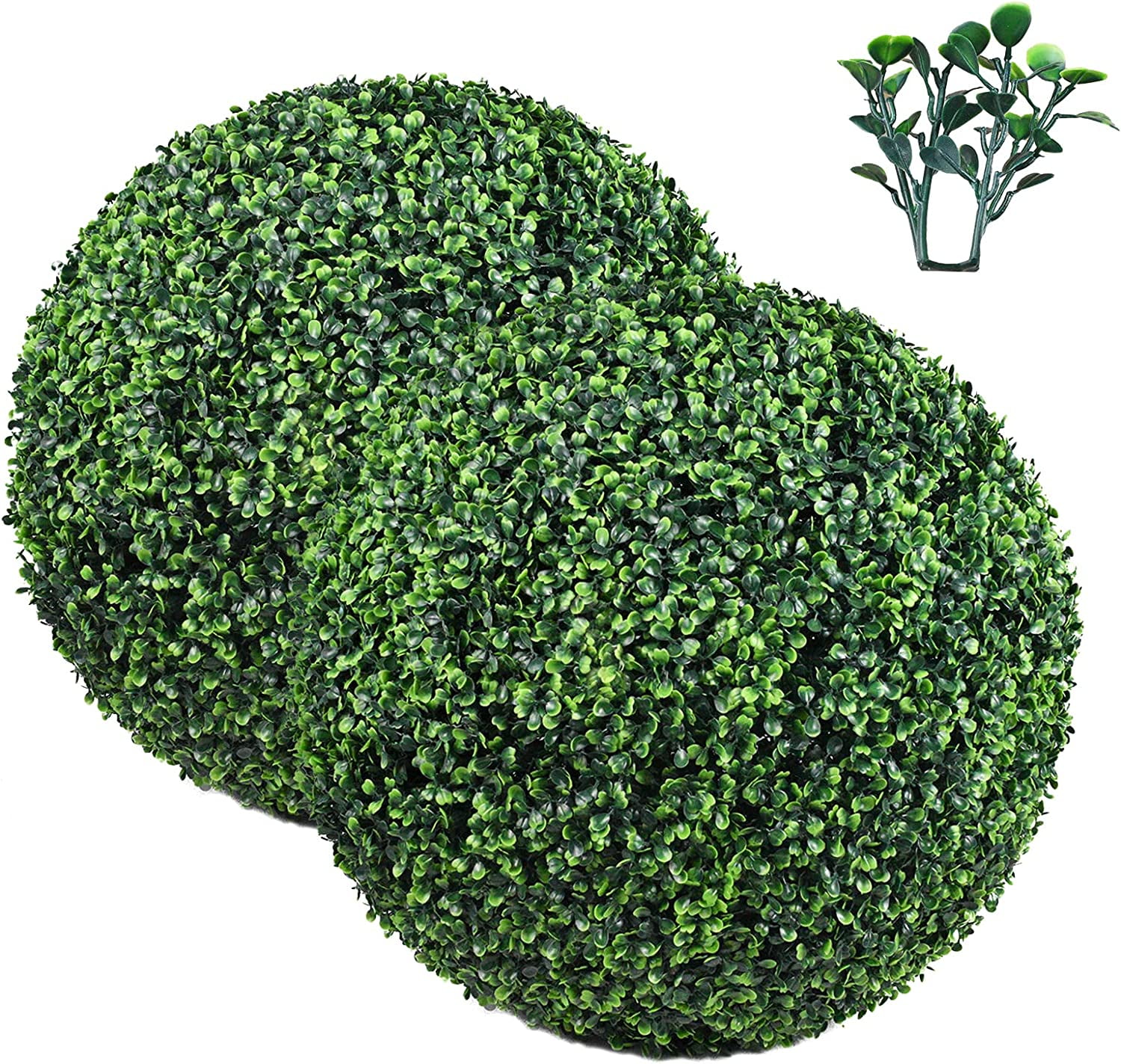 HEDGE MAZE 4 Layers Artificial Boxwood Topiary Ball, 2 Pcs 15 Inch Faux ...