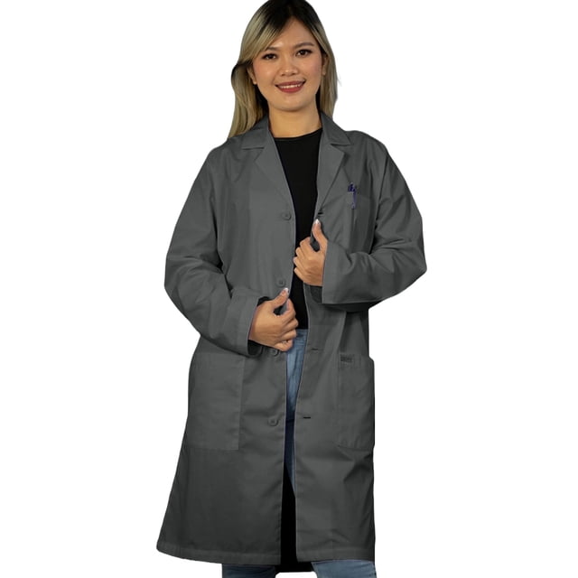 HeedFit Unisex Lab Coat, Ultra-Comfortable Poly-Cotton, 40” Charcoal S ...