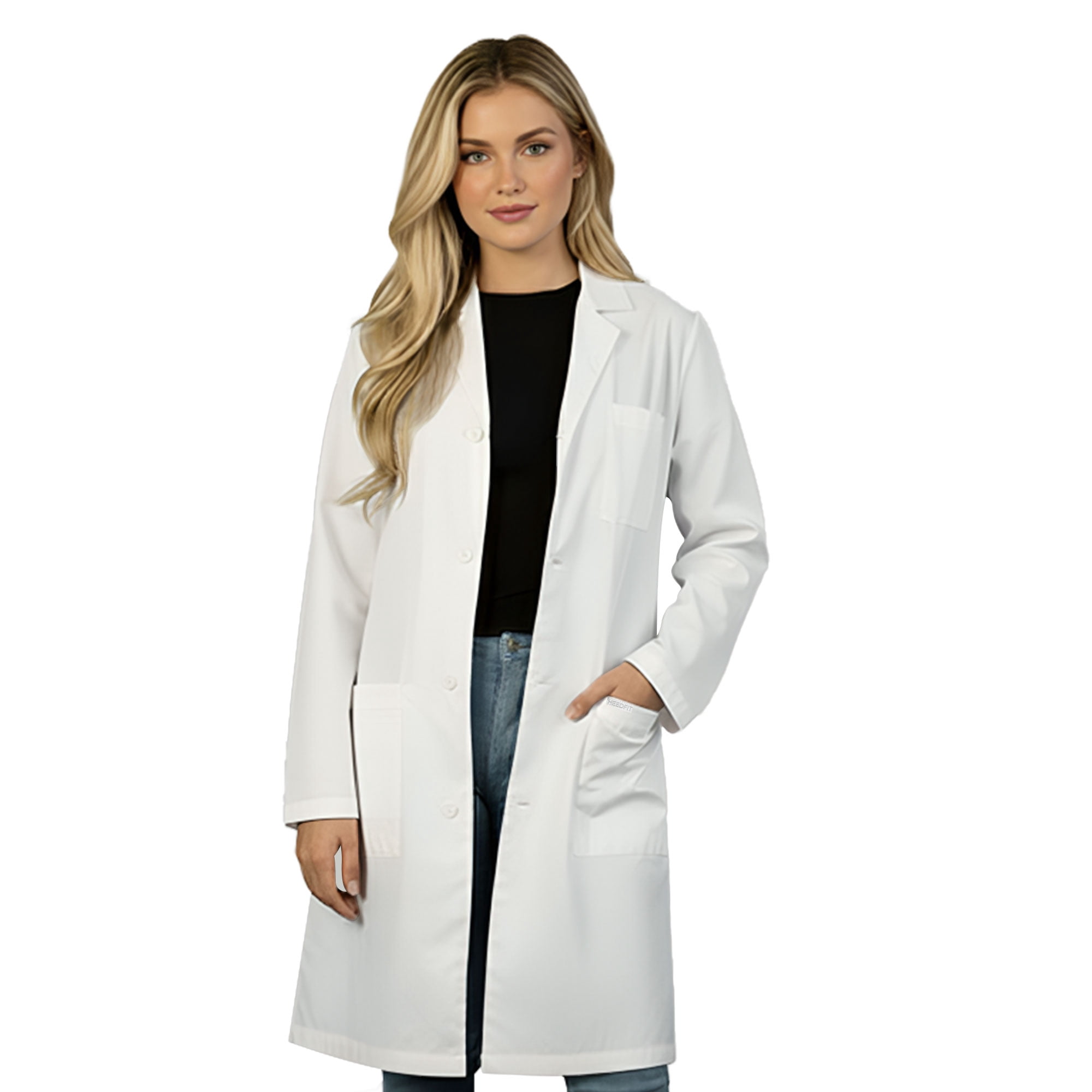 Heedfit Unisex Lab Coat - Cotton-Polyester, 40 Inch, White, Medium ...
