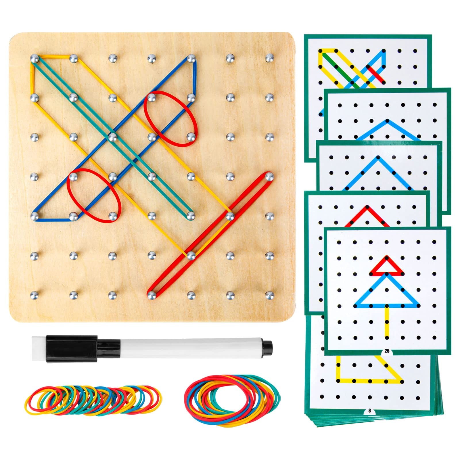 HEELWIRE Wooden Geoboard,Montessori Toy,Graphical OIF8 Mathematical ...