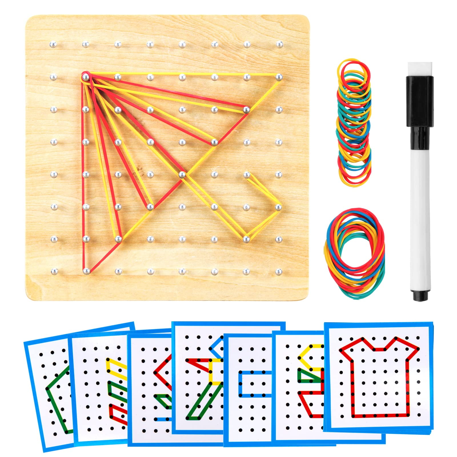 HEELWIRE Wooden Geoboard,Montessori Toy,Graphical OIF8 Mathematical ...