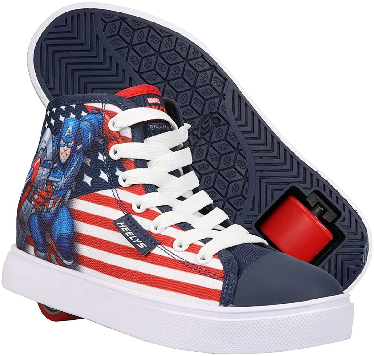 HEELYS Men's Captain America Hustle High Top Wheels Skate Sneaker Shoes ...