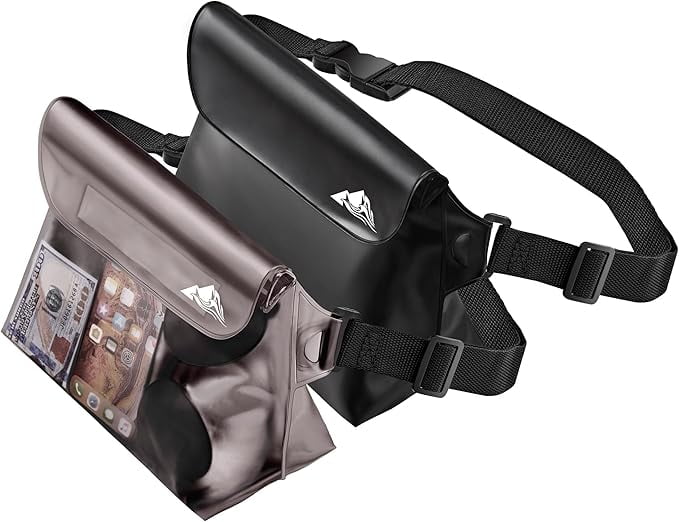 HEETA 2-Pack Waterproof Pouch with Waist Strap, Screen Touchable Dry Bag with Adjustable Belt ...