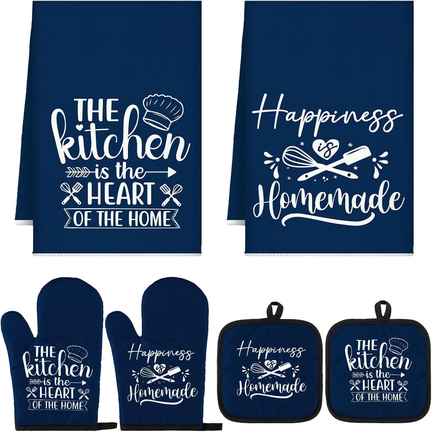 HEETLY 6 Pcs Kitchen Decor Accessories Set Farmhouse Towels Pot Holders ...
